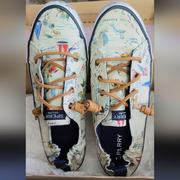 Sperry | Shoes | Sperry Womens Crest Ebb Map Natural Sneakers Size 9m ...